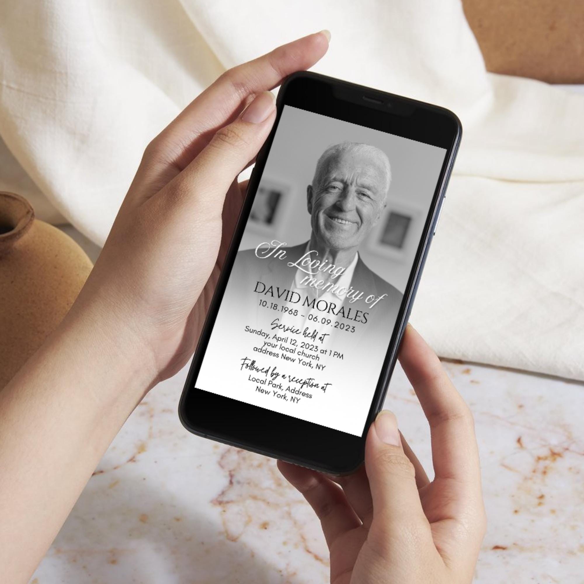 Funeral Invitation Electronic Funeral Announcement Evite Celebration of ...