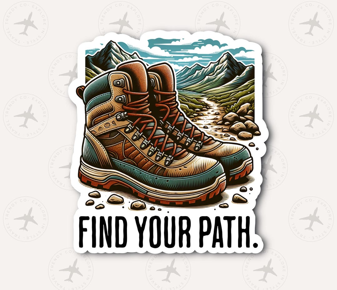 Hiking Vinyl Decal Sticker, Hiking Boots Mountain Adventure Decal, Find ...