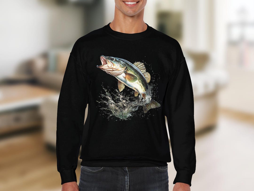 Bass Fish Graphic Sweatshirt, Sport Fishing Apparel, Bass Fishing Gift ...