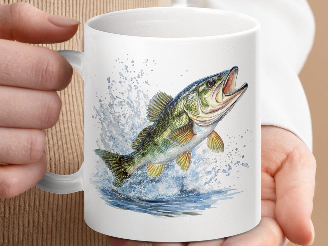 Colorful Fish Mug, Splashing Fish Art Mug, Fishing Enthusiast Gift Mug ...