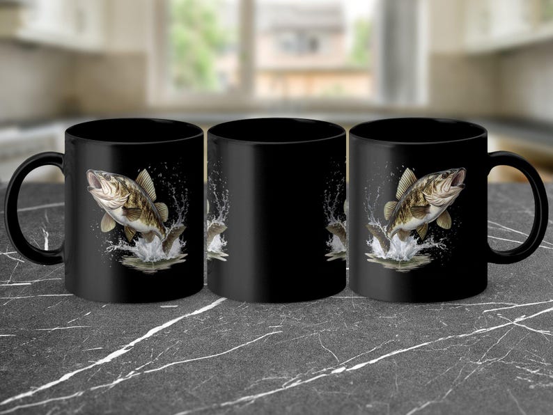 Largemouth Bass Fish Mug Splashing Fish Mug Nature Inspired Fishing ...