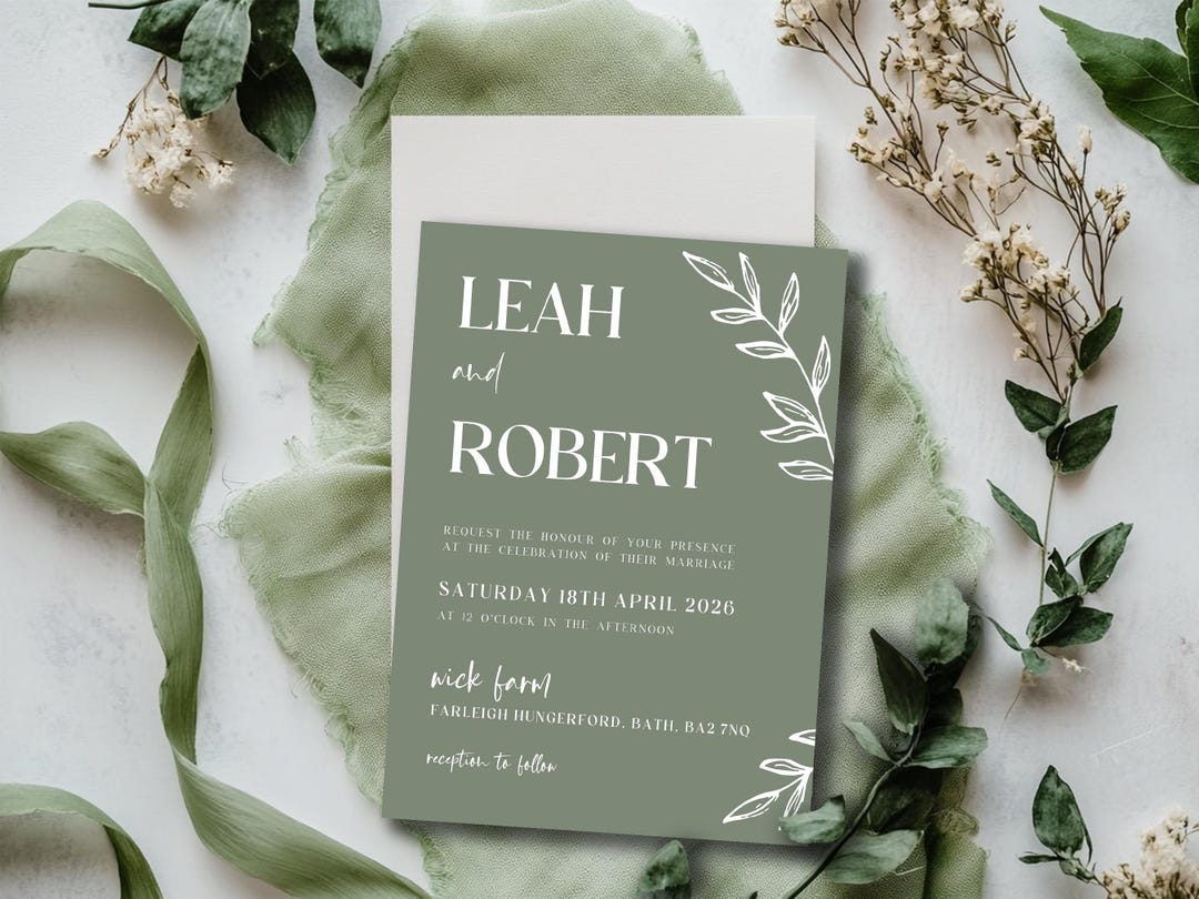 Sage Green Wedding Invitation Template Rustic Wedding Invitation Suite ...