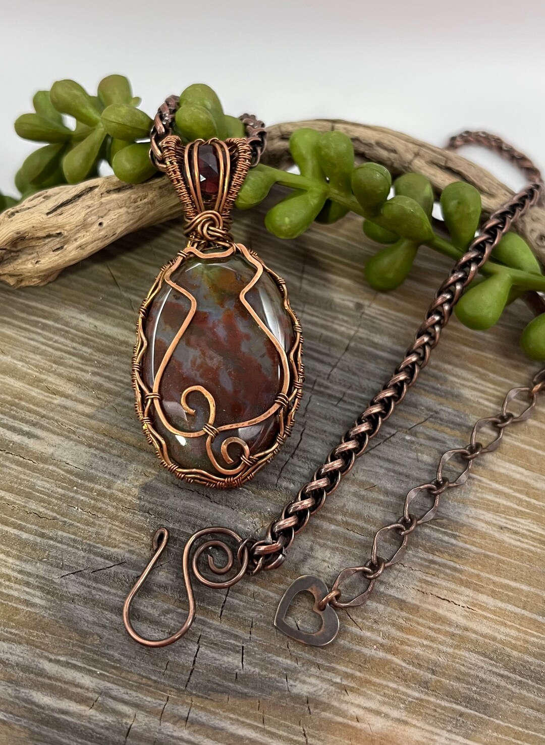 Cat Calico Ocean Jasper Genuine Gemstone Pendant Necklace - Etsy