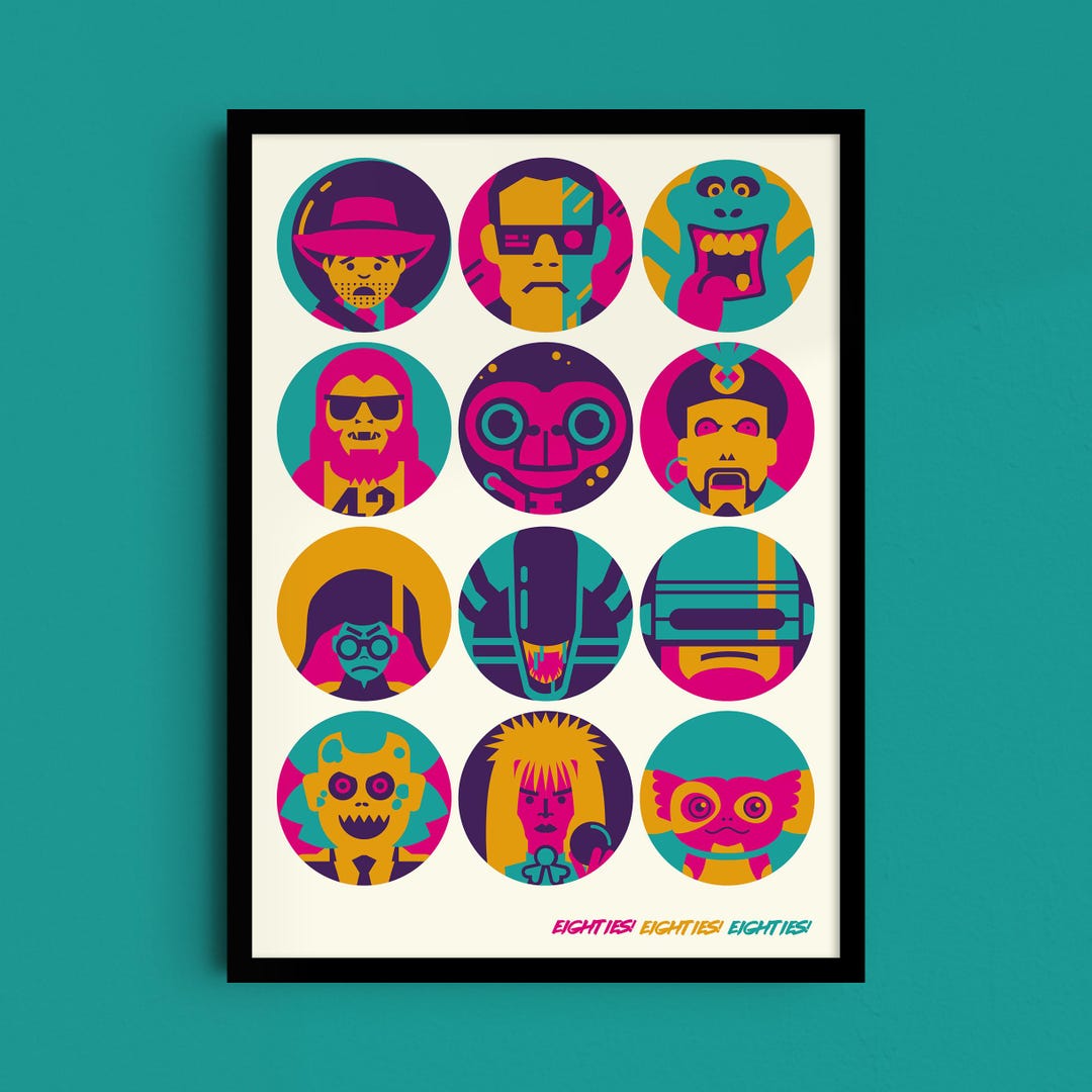 Eighties Eye-catching Movie Poster for Kids Bedroom | 80s Nostalgia Theme - Multiple Size ...