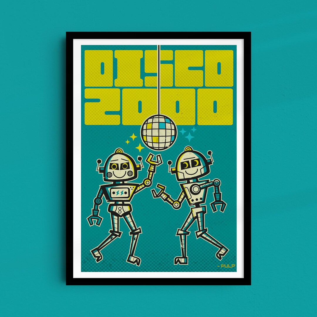 Pulp Disco 2000 Print: Retro Robot Britpop Art - Etsy
