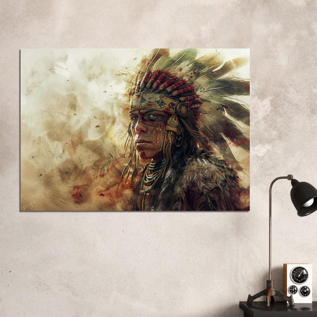 Young Comanche Warrior Abstract Art Poster – Premium Semi-gloss Finish ...