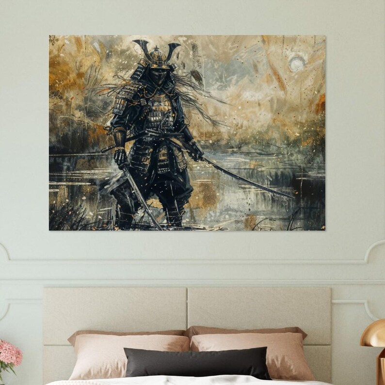Stunning Japanese Samurai Warrior Abstract Charcoal Art Poster ...