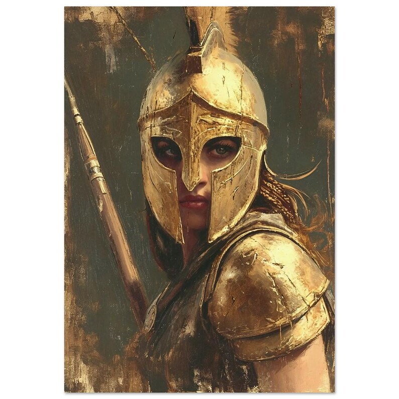 Spartan Warrior Woman Poster - Gold Abstract Art Poster, Semi-gloss ...