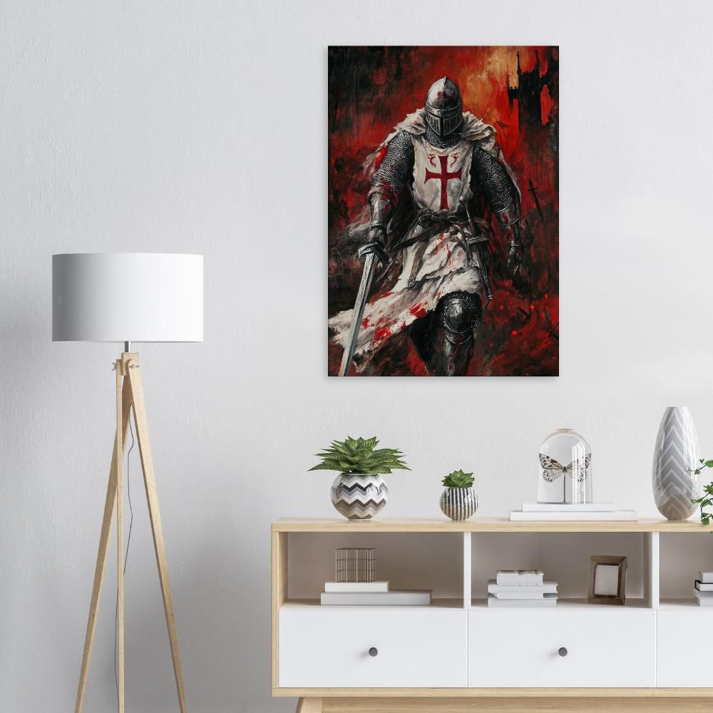 Medieval Templar Knight Art Print, Dark Fantasy Wall Decor, Crusader ...