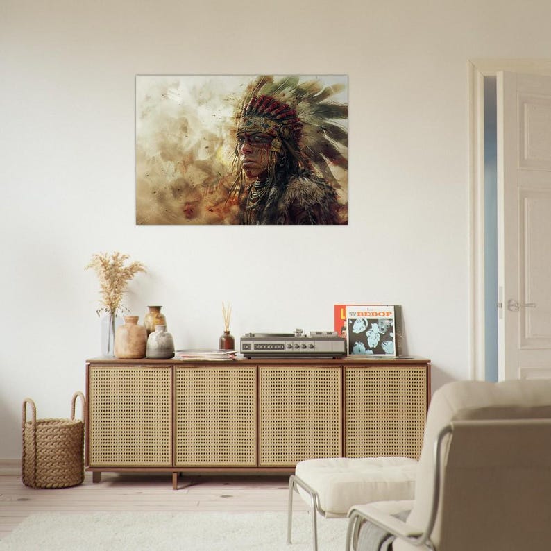 Young Comanche Warrior Abstract Art Poster – Premium Semi-gloss Finish ...