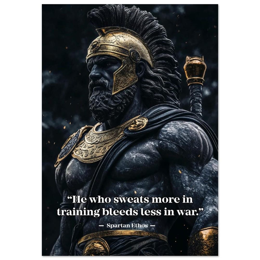 Black and Gold Stoic Warrior Poster, Spartan Ethos Wall Art, Semi Gloss ...