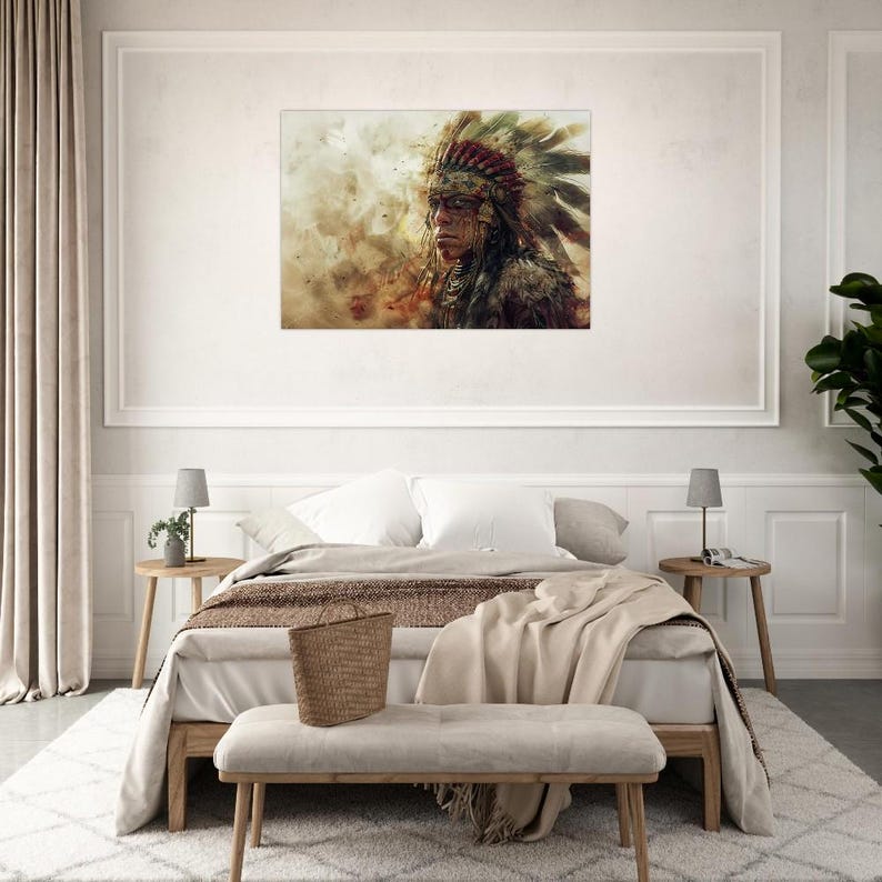 Young Comanche Warrior Abstract Art Poster – Premium Semi-gloss Finish ...