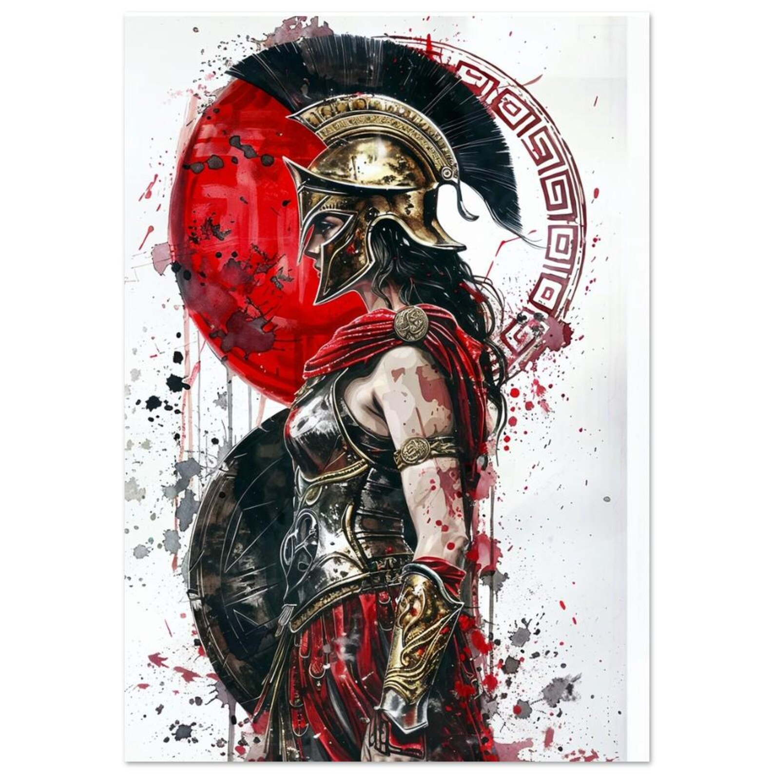 Ancient Greek Female Warrior Abstract Art Poster Premium Semi-gloss ...