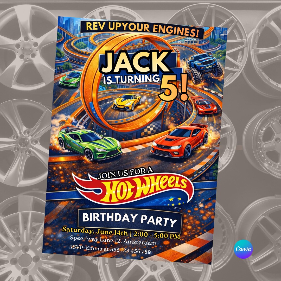 Race Track Birthday Invitation | Editable Car Racing Party Invite - Etsy