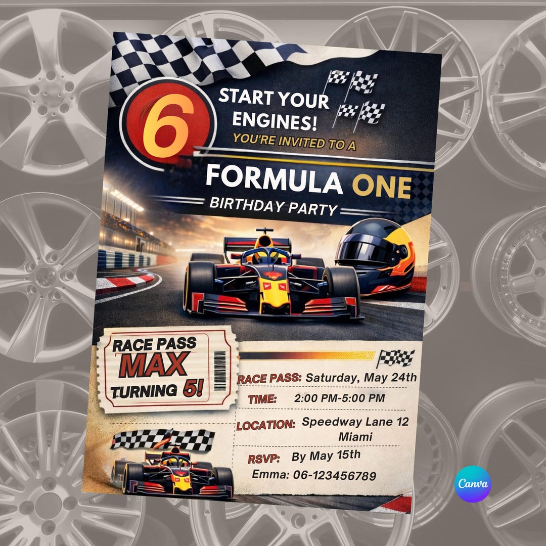 Grand Prix Inspired Birthday Invitation | Editable Race Car Party ...