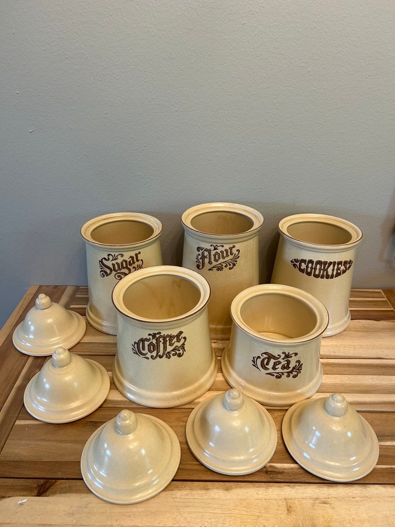 Vintage Pfaltzgraff Village Canister Set of 5 Ceramic Canisters - Etsy