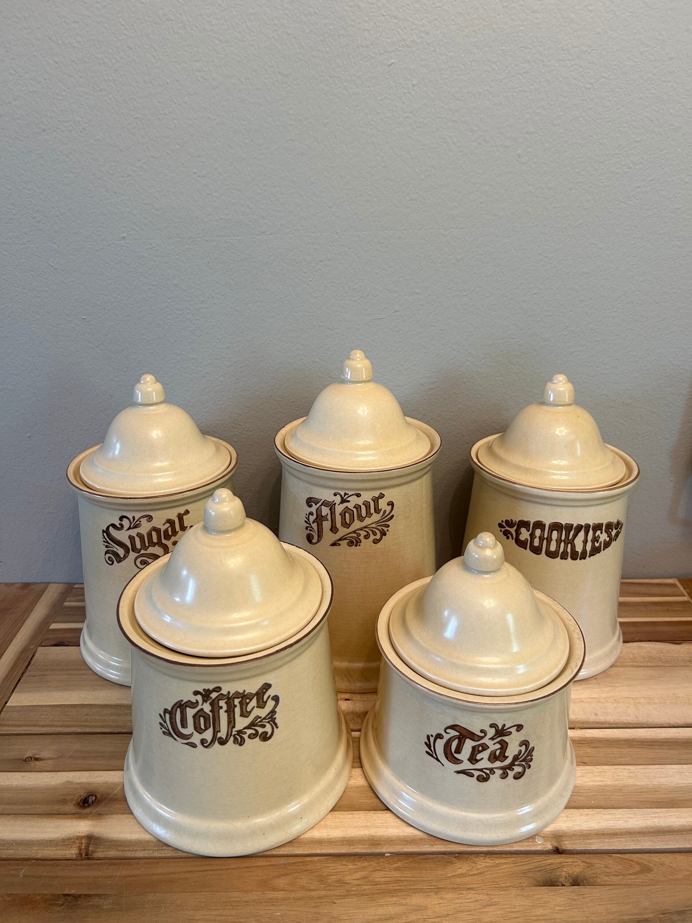 Vintage Pfaltzgraff Village Canister Set of 5 Ceramic Canisters - Etsy