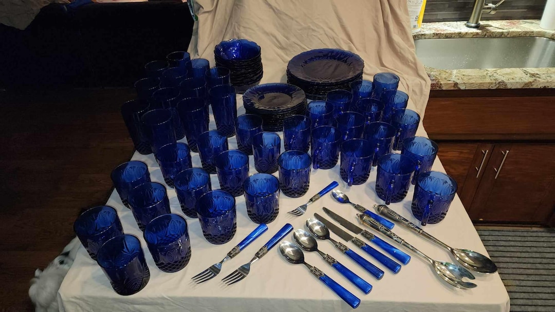Vintage Avon Cobalt Blue Glassware Set - 83 Pieces NOT Sold Separately ...