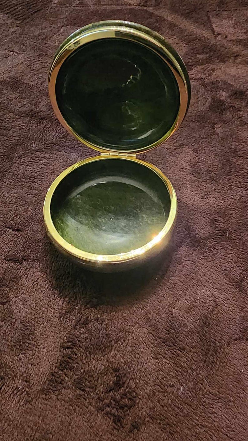 Alabaster Jewelry Box Green Lidded Hand Carved Gold Tone - Etsy