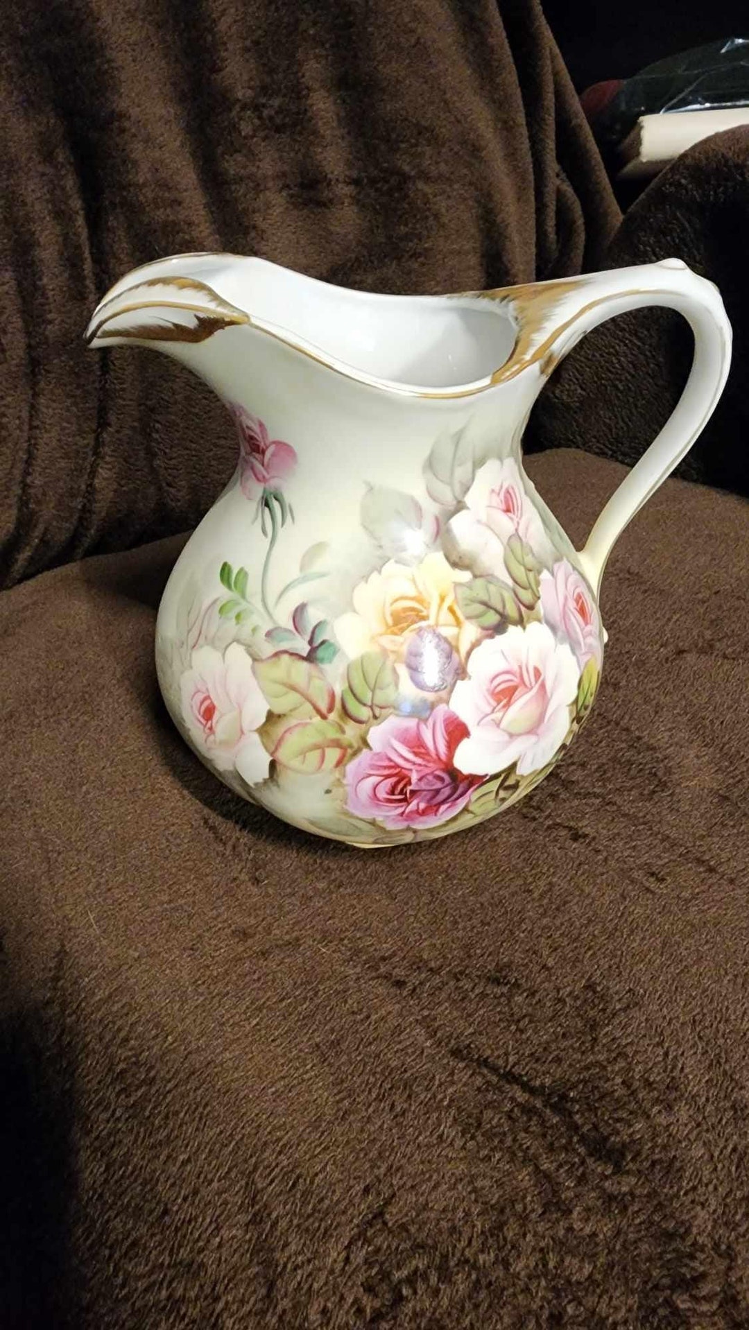 Vintage Victorian Rose Yellow Pink Antique Pitcher - Etsy