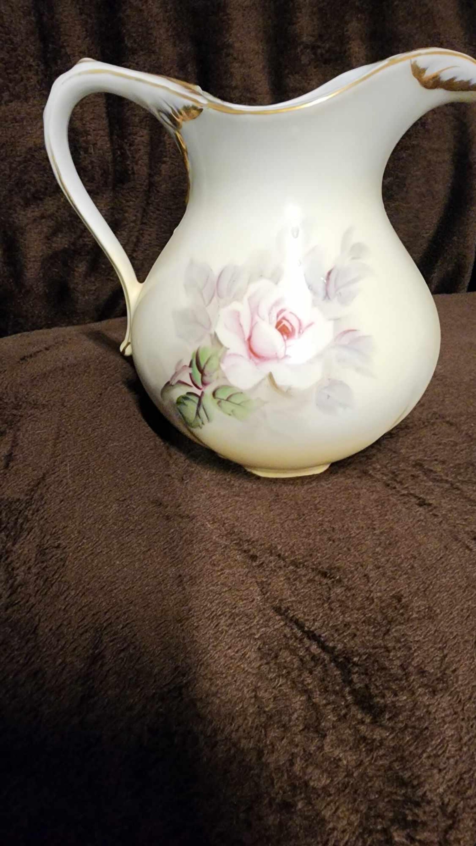 Vintage Victorian Rose Yellow Pink Antique Pitcher - Etsy