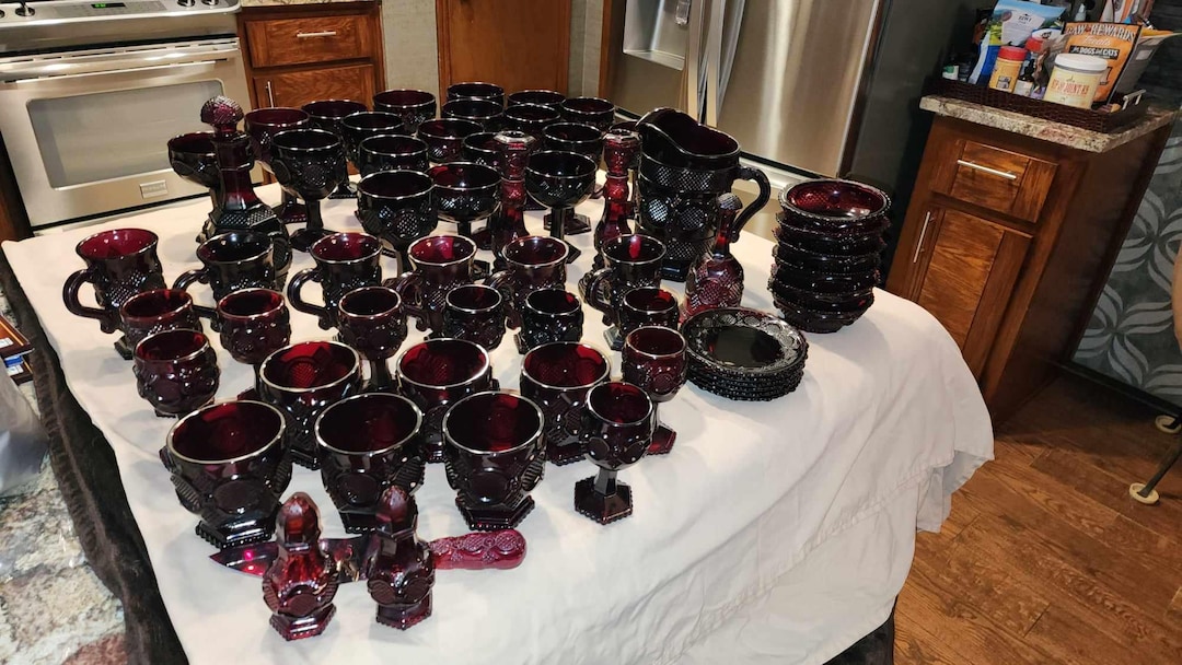 Avon 1876 Cape Cod Ruby Red Set - 42 Pieces (entire Set) - Etsy