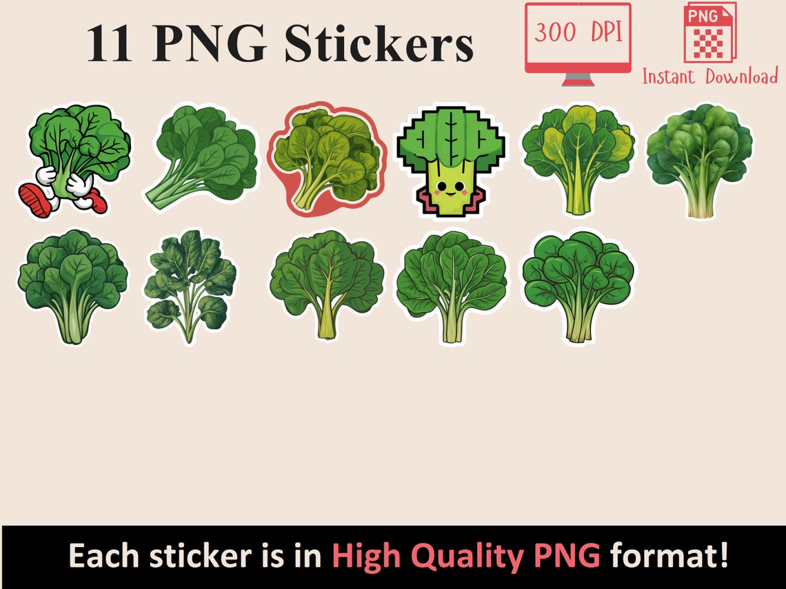 Spinach PNG Stickers Collection, 11 Fresh Spinach Designs, Healthy ...