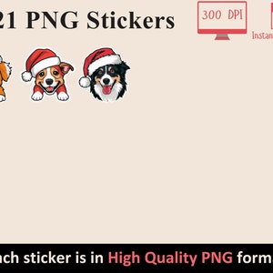 Dog in a Santa Hat PNG Stickers Bundle, 21 Festive Dog Designs ...