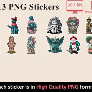 Garden Statue PNG Stickers Bundle, 13 Elegant Designs, Printable ...