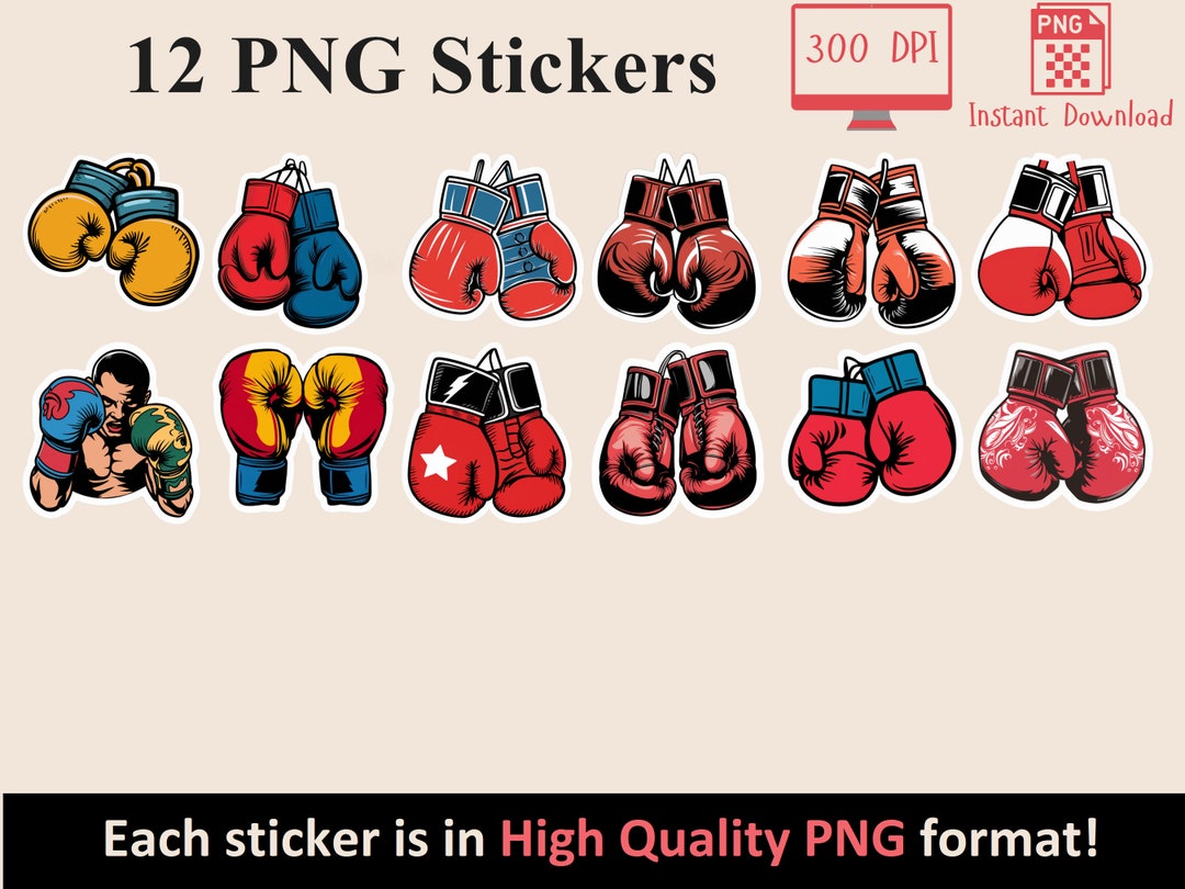 Boxing Gloves PNG Stickers Design Bundle Punchy Prints, Boxing Glove ...