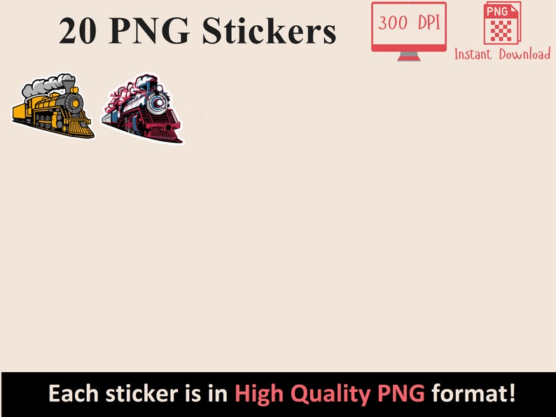 Steam Locomotive PNG Stickers Design, 20 Vintage Train Clipart, Railway ...