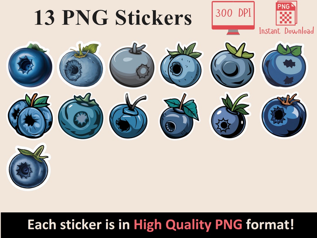 Blueberry PNG Stickers Design Bundle Berry Sweet, Fresh Fruit Fun - Etsy