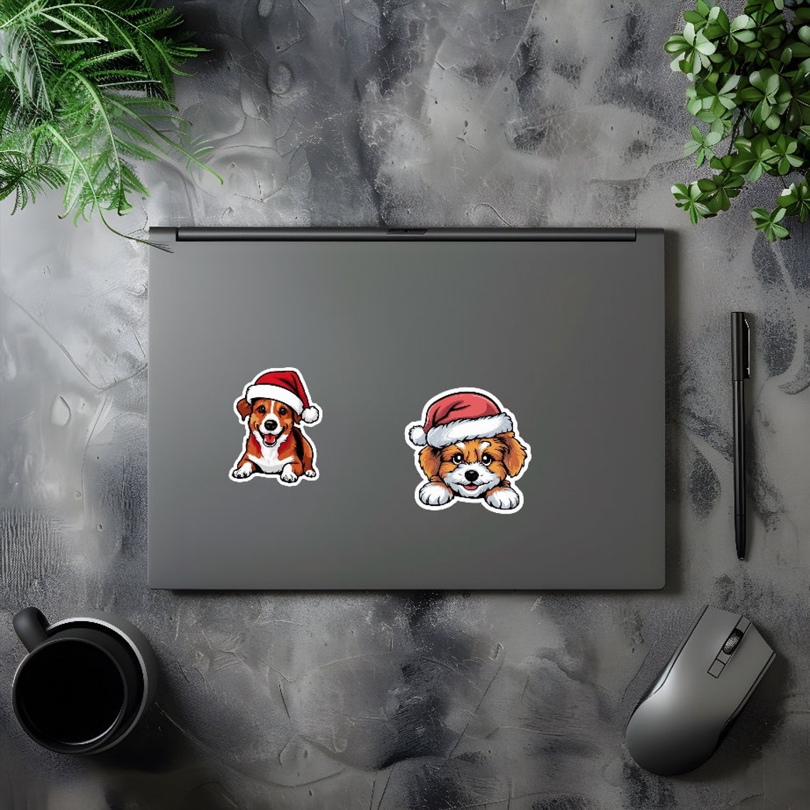 Dog in a Santa Hat PNG Stickers Bundle, 21 Festive Dog Designs ...
