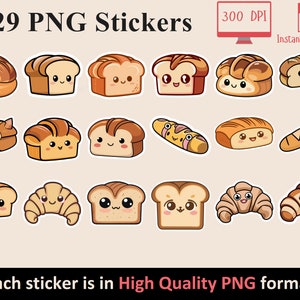 Cute Kawaii Baked Goods PNG Stickers Design, 29 Adorable Bakery Clipart ...