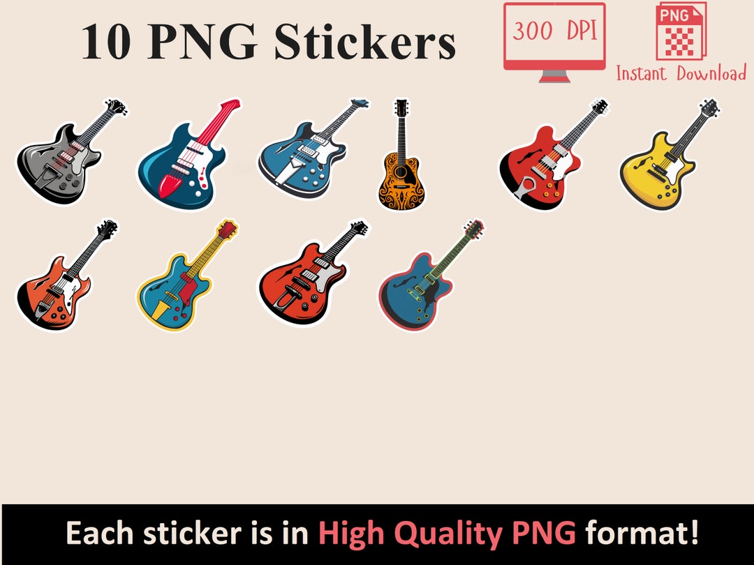 Bass Guitar PNG Stickers Design Bundle Rockin' Strings, Musical Vibes ...