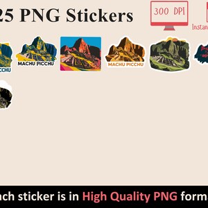 Machu Picchu PNG Stickers Bundle 25 Designs Historical, Printable ...