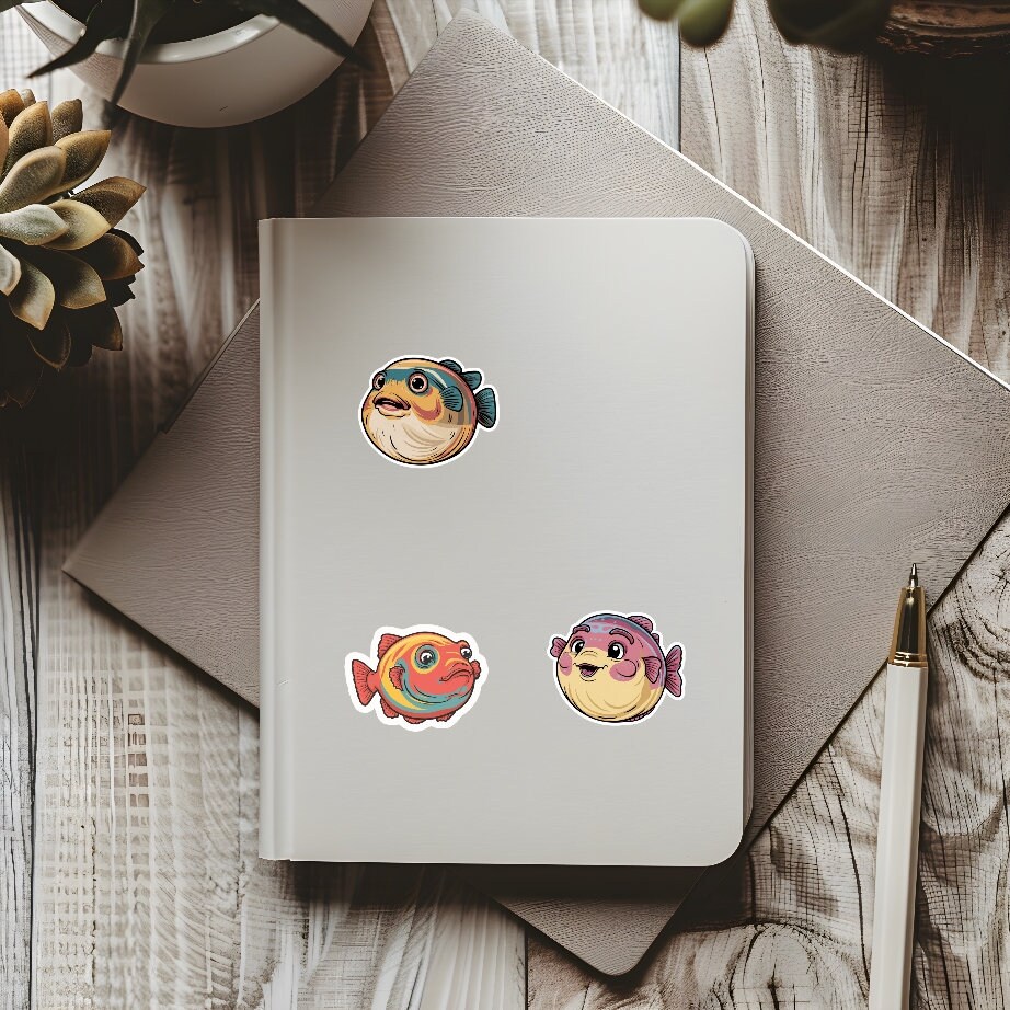 Puffer Fish PNG Stickers Design Bundle, 9 Ocean-themed Designs ...