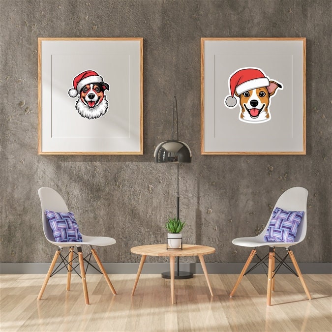 Dog in a Santa Hat PNG Stickers Bundle, 21 Festive Dog Designs ...