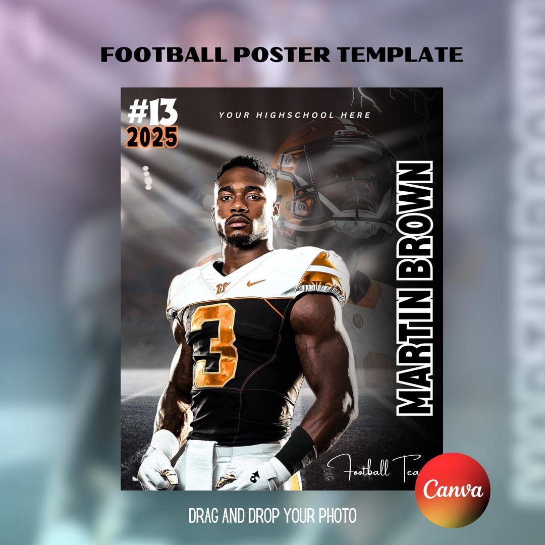 DIY Football Senior Night Poster Template, Editable Canva (digital ...