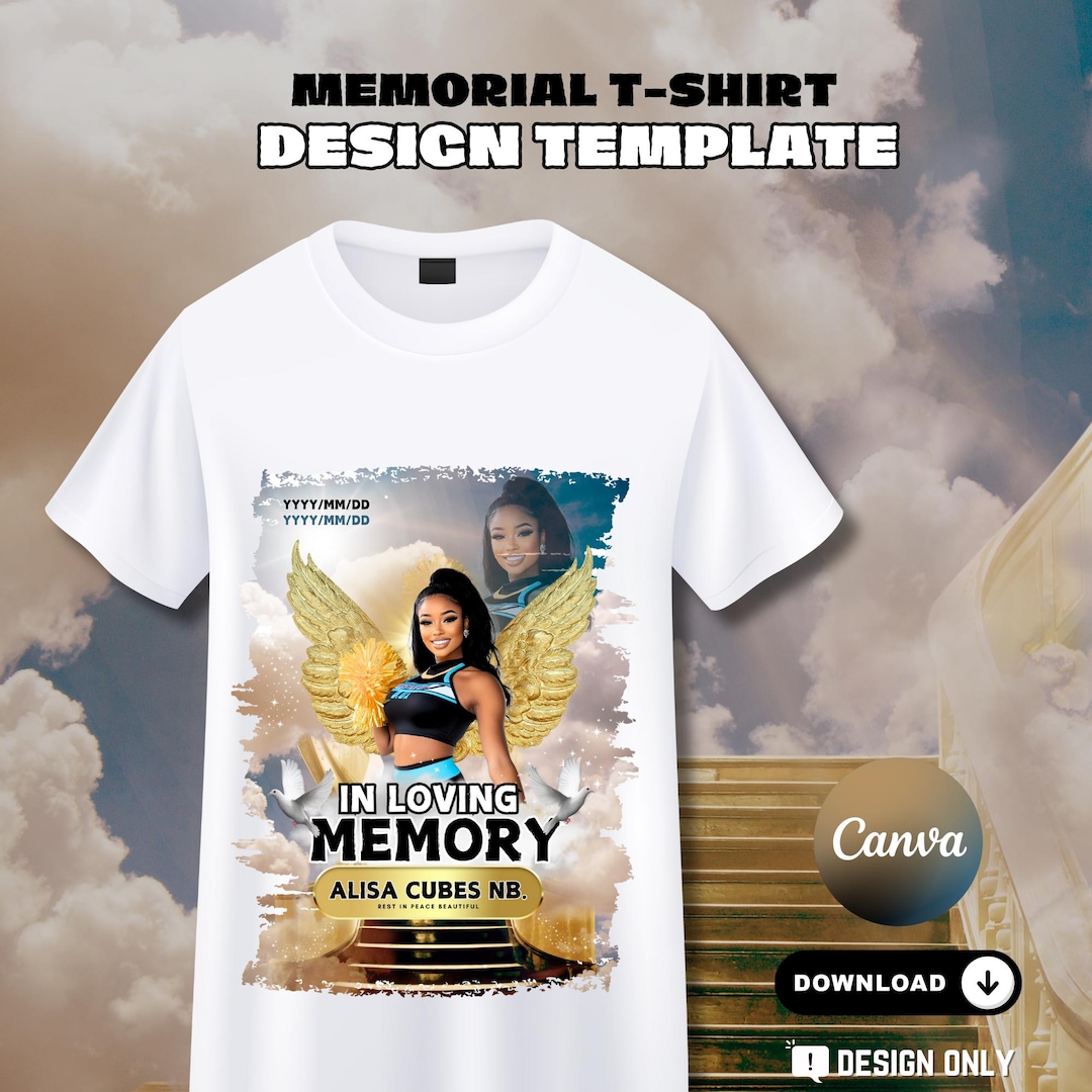 DIY Memorial T Shirt Design Template, Editable on Canva, Instant ...