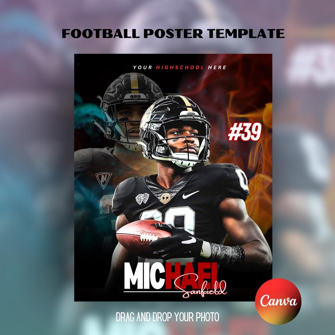 DIY Football Poster Template, Editable on Canva, Instant Download ...