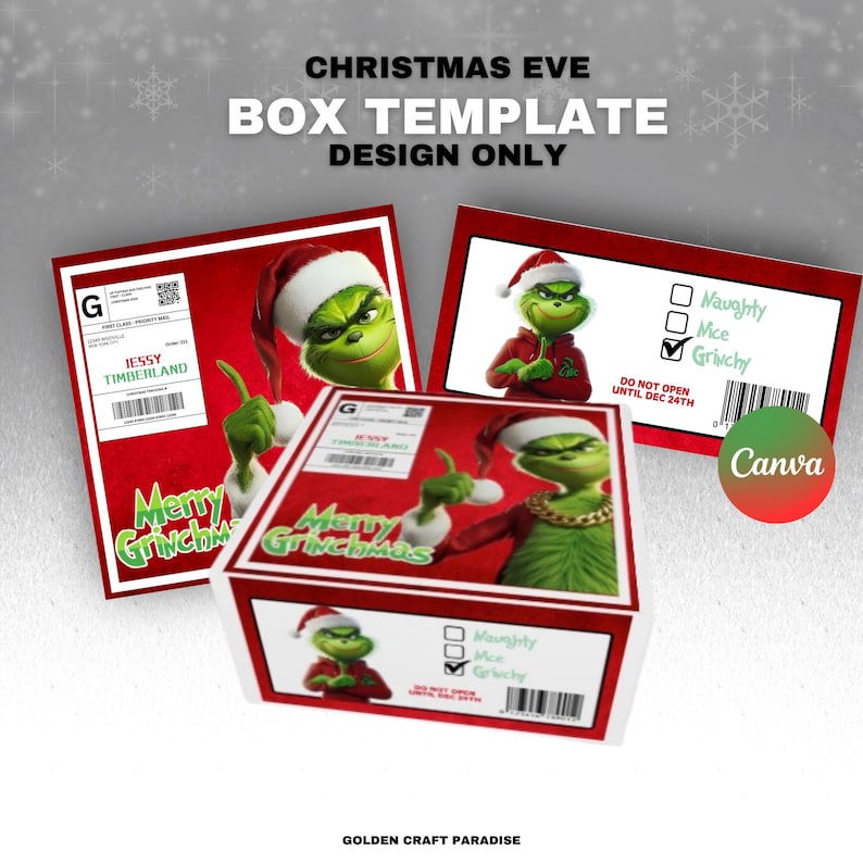 DIY Christmas Eve Box Template, Design Only, Editable on Canva ...