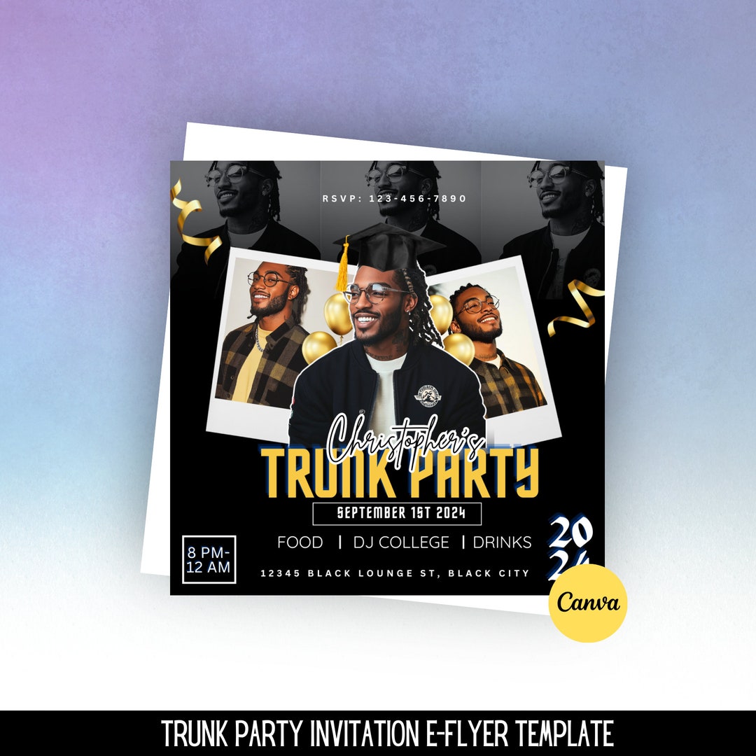 DIY Trunk Party Flyer Invitation Template for Men, College Send off ...
