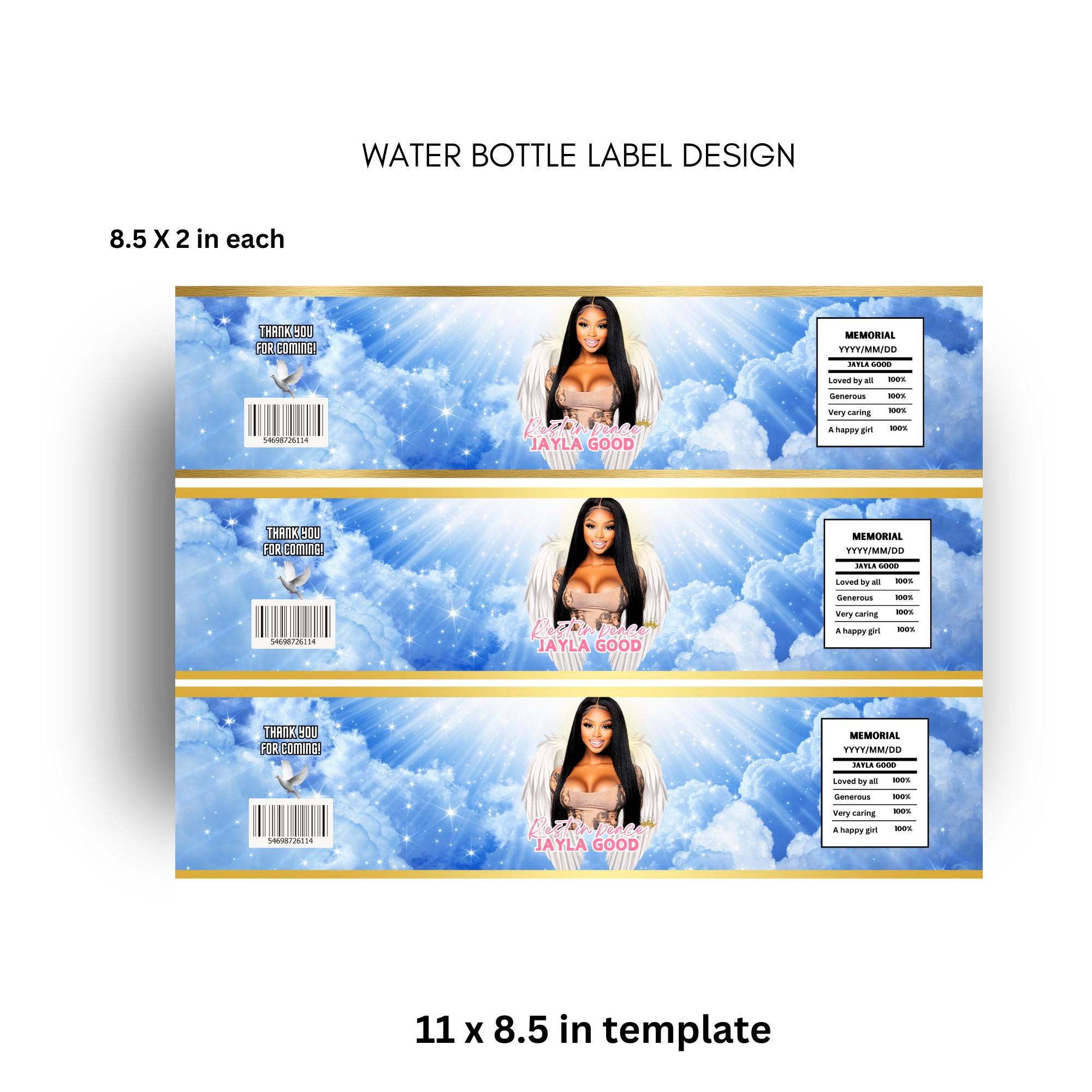 DIY Memorial Water Bottle Label Design Template, Editable on Canva ...