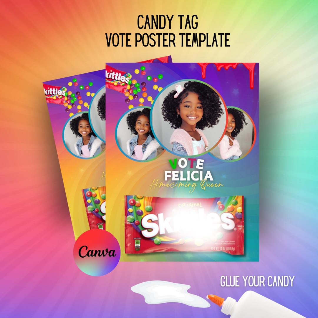 DIY Candy Tag Card Template, Election Poster, Vote for Me Class ...