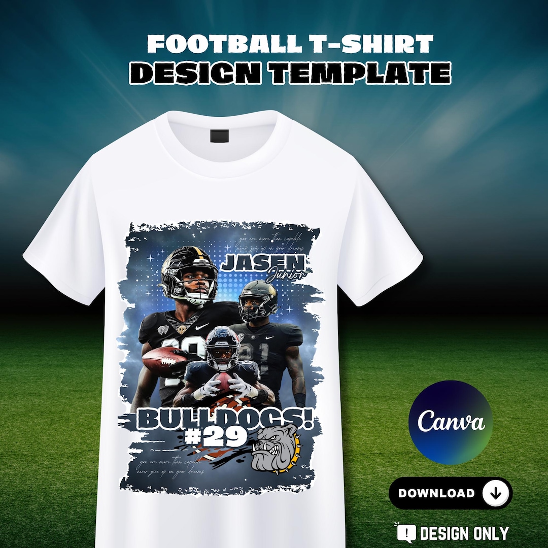 DIY Football Game T-shirt Design Template, Editable on Canva, Football ...