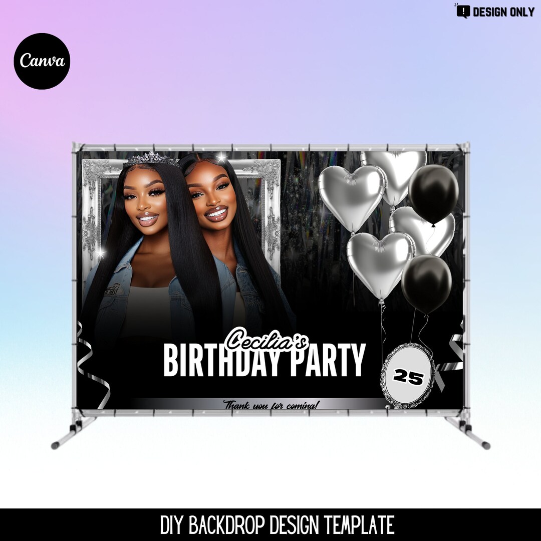 DIY Birthday Girl Backdrop Template Design, Editable on Canva ...