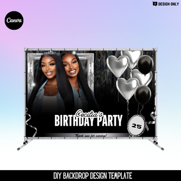 DIY Birthday Girl Backdrop Template Design, Editable on Canva ...