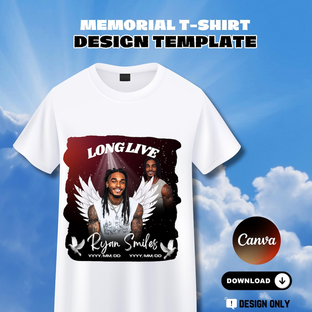 DIY Memorial T Shirt Design Template, Editable on Canva, Instant ...