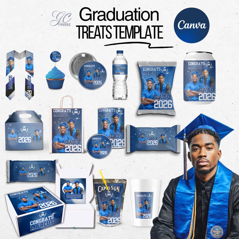 Graduation Treats Template Bundle, Class of 2026 Party Decor, Chip Bag ...